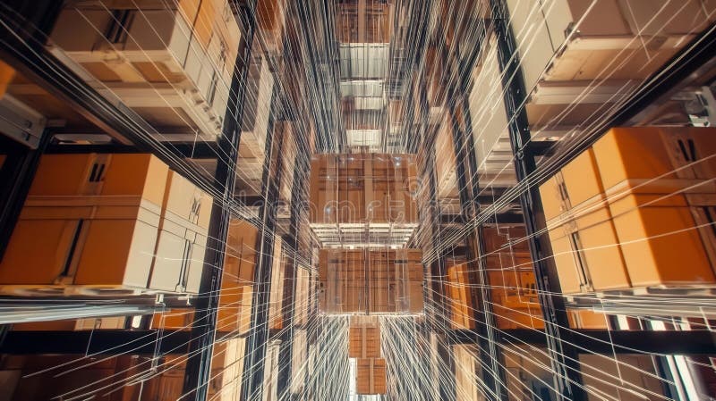 Organized Warehouse Interior with Stacked Boxes and Shelves for ...