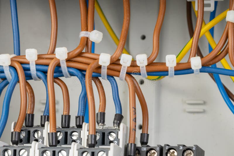 Organized Wiring and Cables in an Electrical Control Panel Stock Image ...
