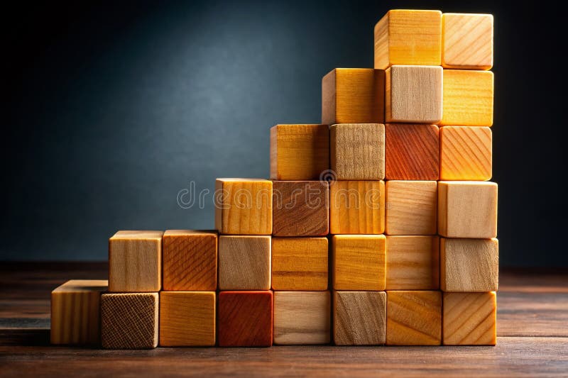 Organized Wooden Blocks on a Striking Black Background a Versatile ...