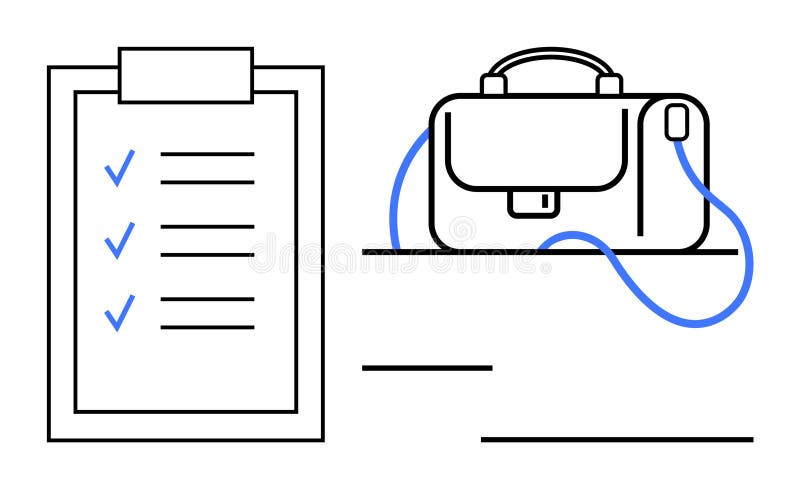 Organized Work Process with Clipboard Checklist and Briefcase for ...