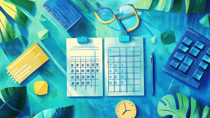 Organized Workspace with Calendar, Notes, and Stationery for ...