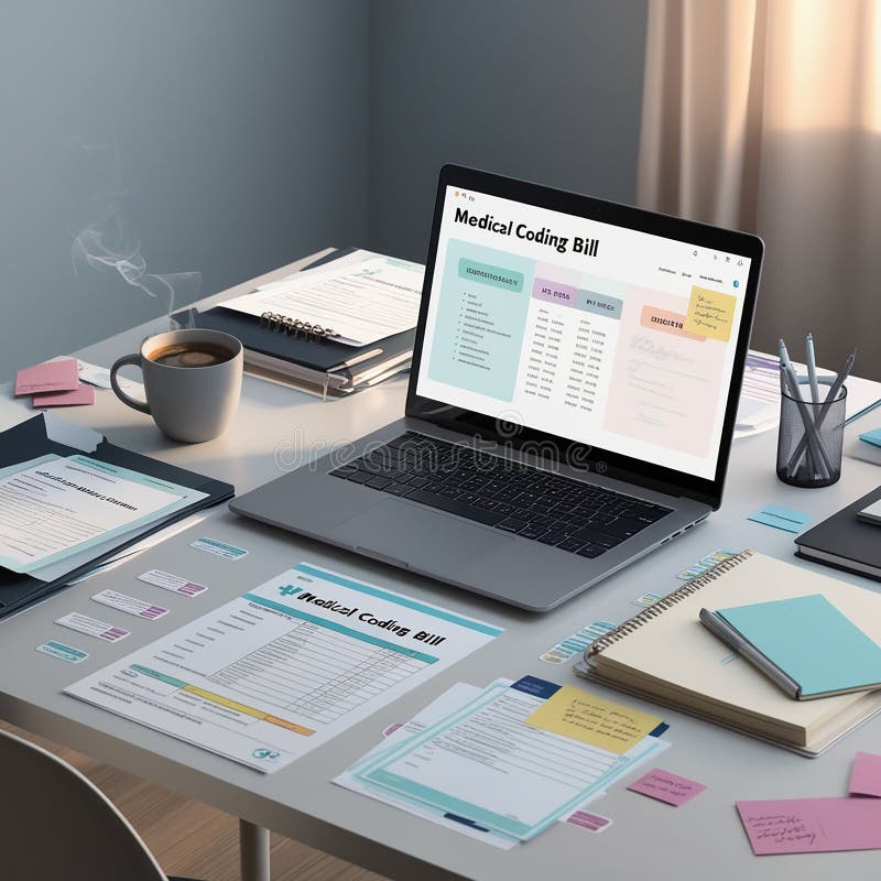 Organized Workspace for Medical Billing Stock Illustration ...