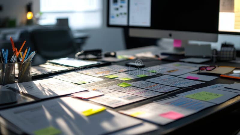 Organized Workspace for Project Planning and Documentation Stock ...