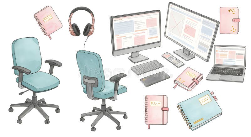 AI-Generated Workspace Illustration Stock Illustration - Illustration ...