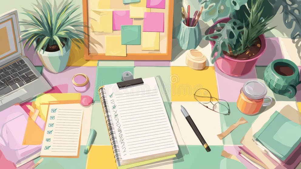 Creative Workspace Designed for Productivity with Vision Board ...