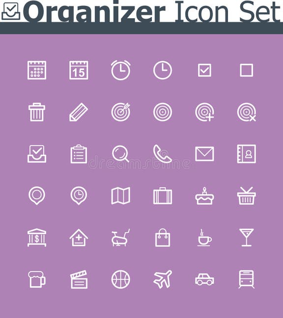 Organizer icon set stock vector. Illustration of operating - 35670291