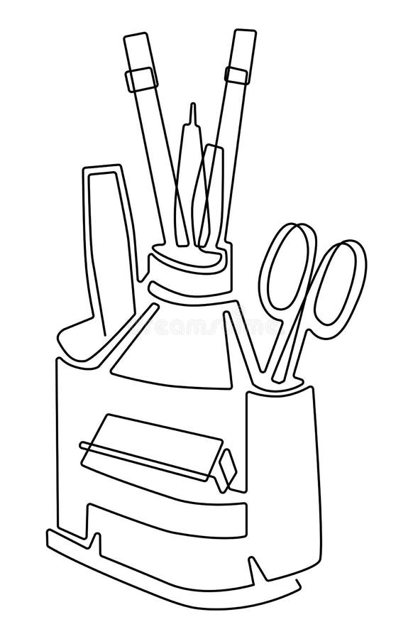 Organizer for Office Items: Scissors, Pencils, Pens. Office Desktop ...