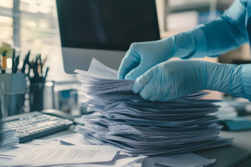 Organizing Desk Documents stock illustration. Illustration of neatness ...