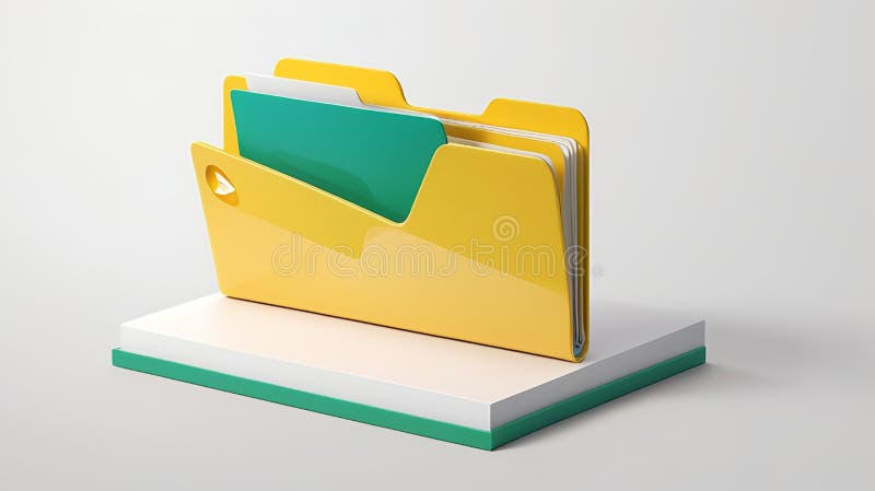 Organizing Documents Yellow Folder with Green File Standing Stock ...
