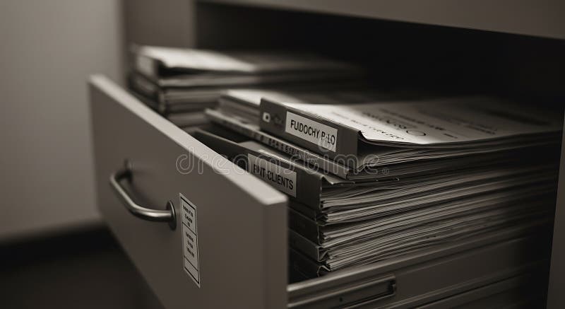 Organizing Files in Office Drawer with Documents and Folders Inside ...