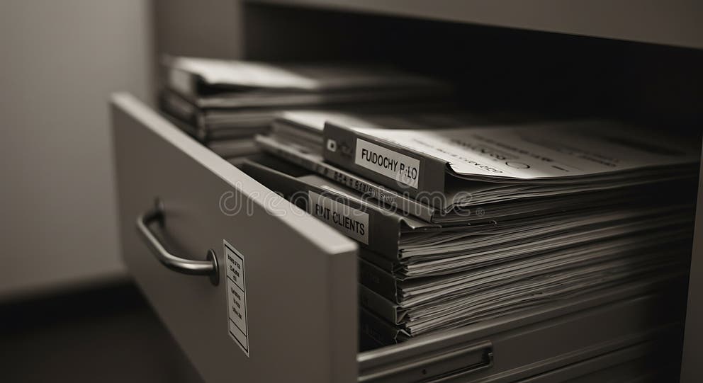 Organizing Files in Office Drawer with Documents and Folders Inside ...