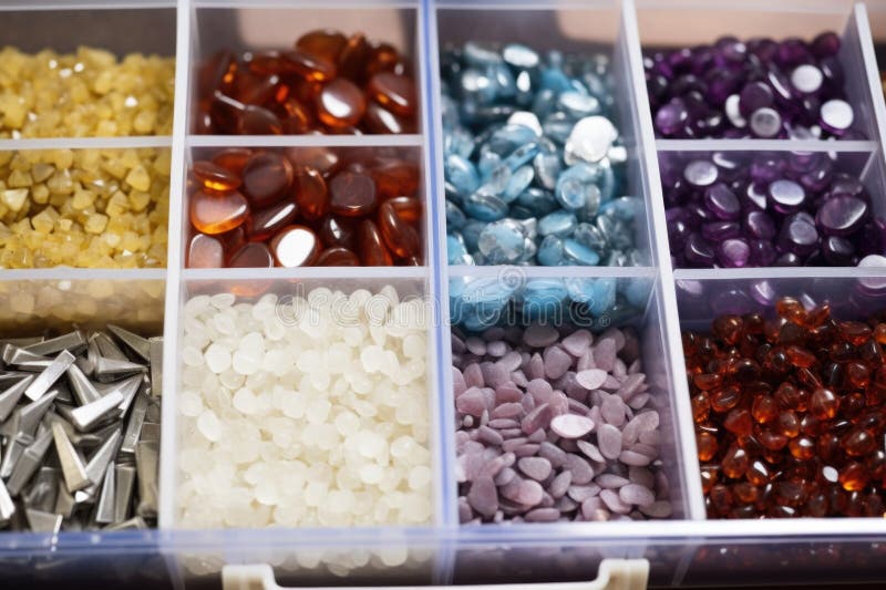 Organizing Jewelry Components in a Plastic Box Stock Image - Image of ...
