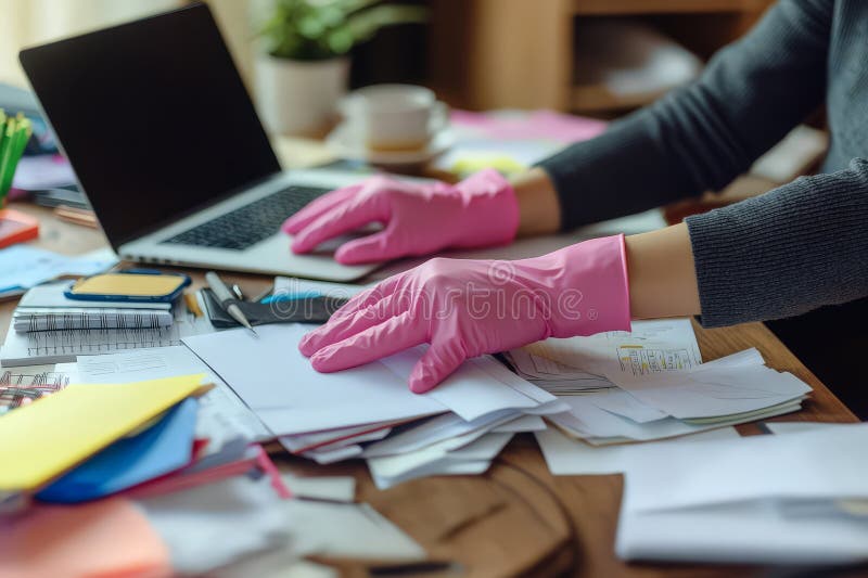 Organizing a Productive Workspace Stock Illustration - Illustration of ...