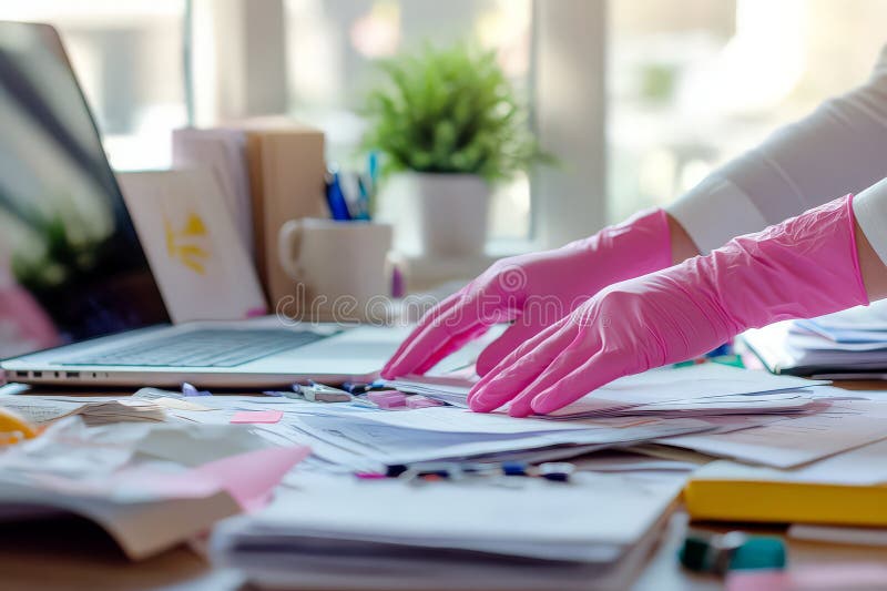 Organizing a Productive Workspace Stock Illustration - Illustration of ...