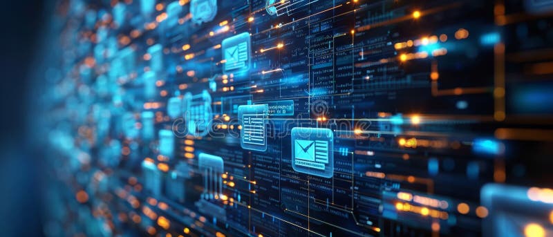 Organizing and Securing Files Digitally on a Computer Screen. Stock ...