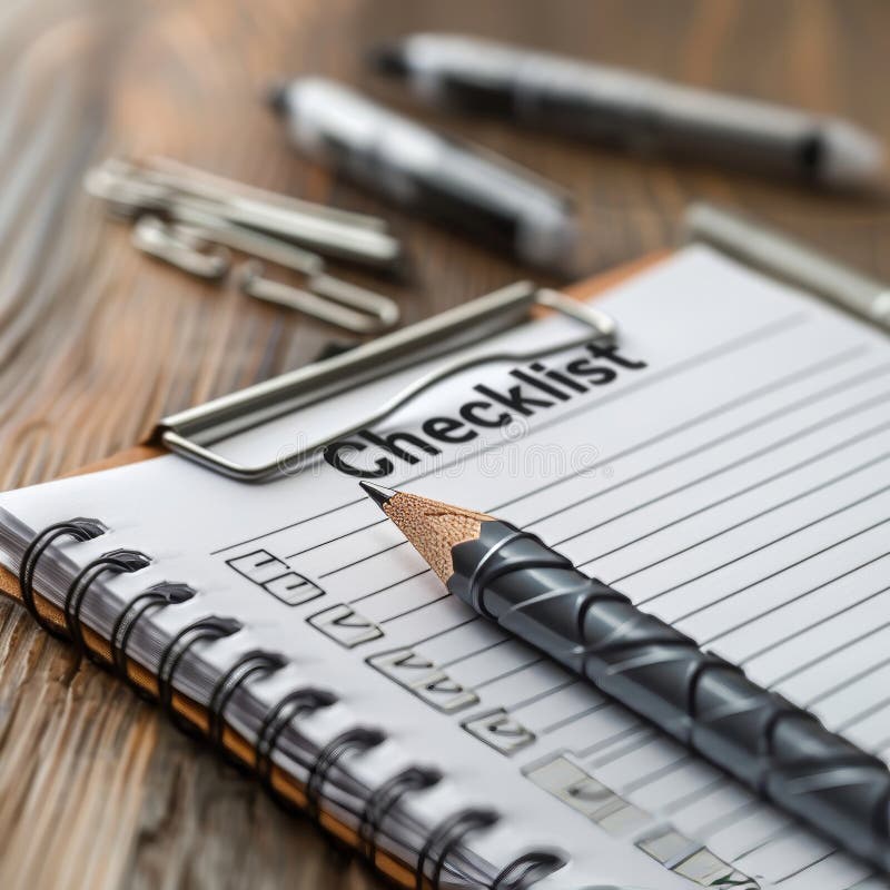 Organizing Tasks with a Checklist and Pencil on a Wooden Table Stock ...