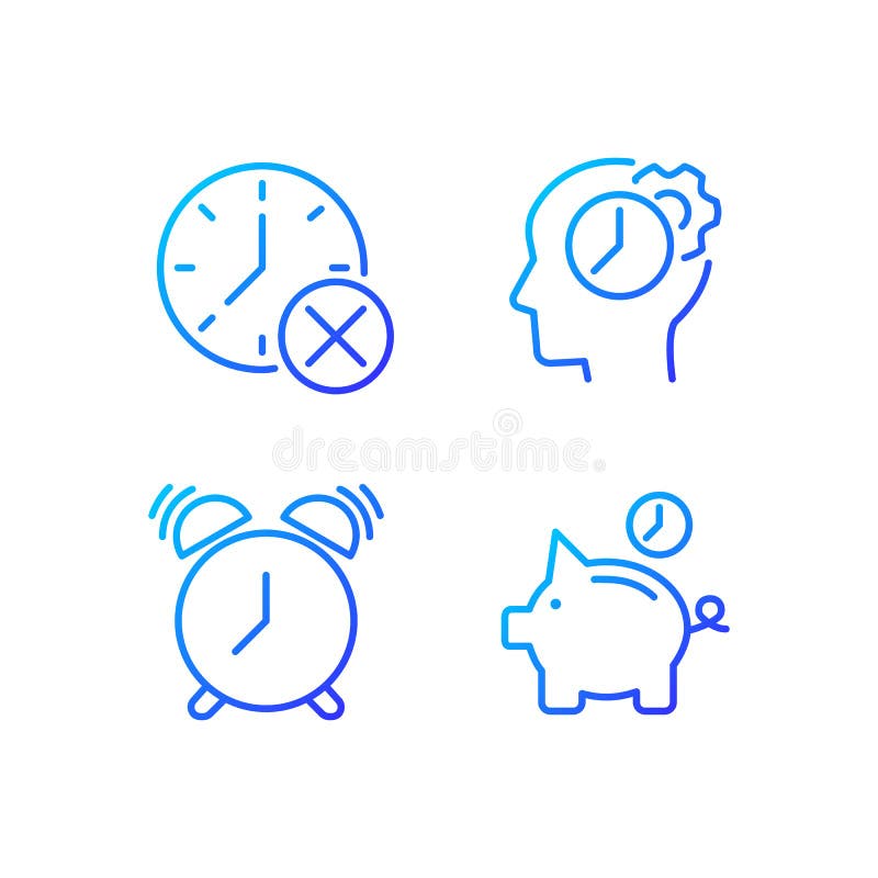 Organizing Time Wisely Pixel Perfect Gradient Linear Vector Icons Set ...