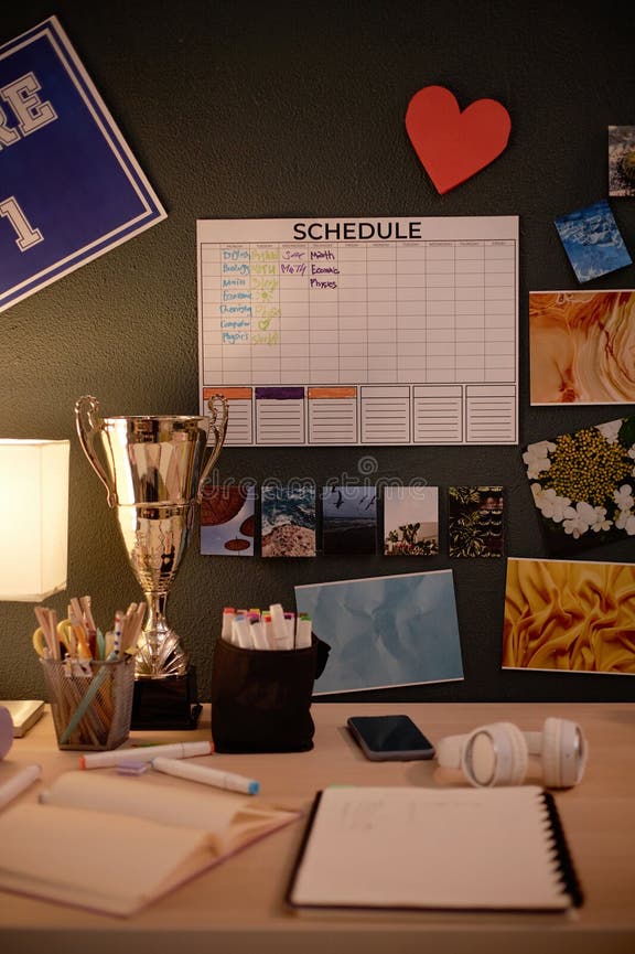 Organizing Work Desk with Schedule Chart and Notes Stock Photo - Image ...