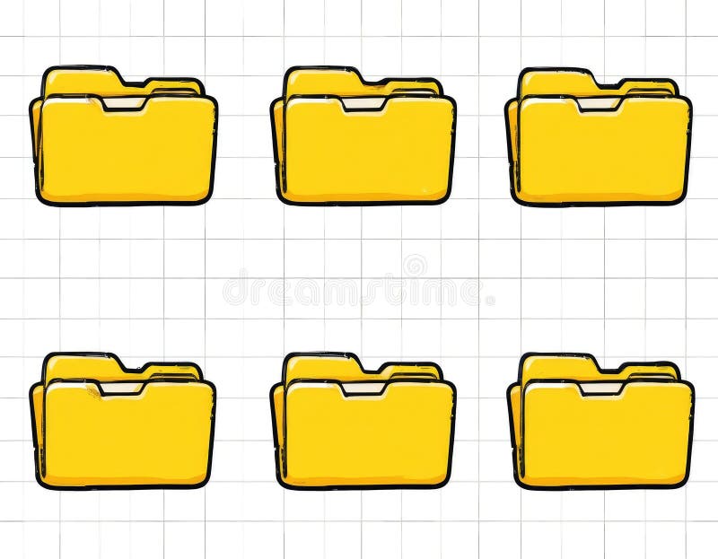 Organizing Yellow Folder Icons for Files and Documents on Grid Stock ...