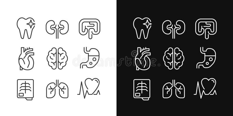 Organs Regular Checkup Pixel Perfect Linear Icons Set for Dark, Light ... Organs Regular Checkup Pixel Perfect Linear Icons Set for Dark, Light ...