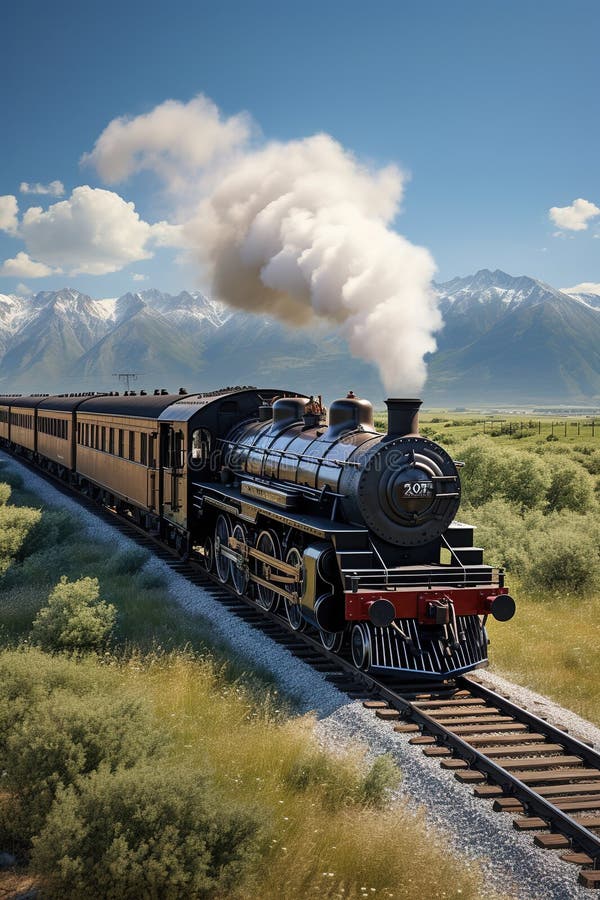 The Orient Express Train Moving at Speed with Mountains Generative AI ...