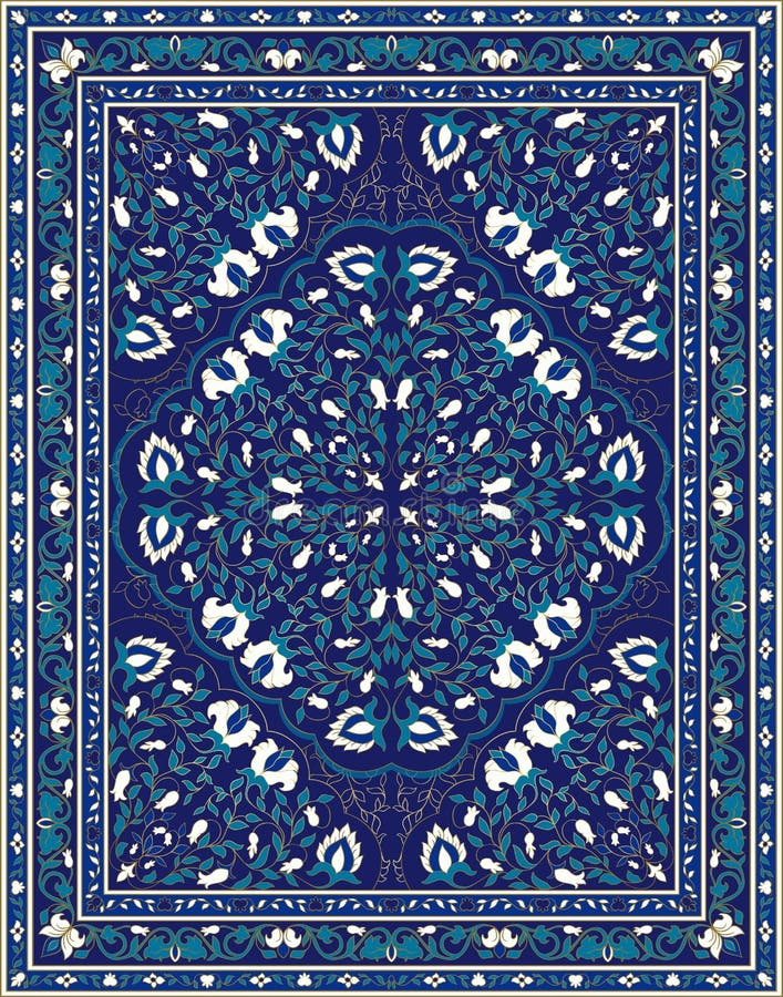 Blue template for carpet stock vector. Illustration of mosaic - 138773869