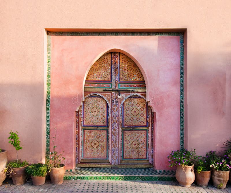 Oriental Arabic Wall with Doors Stock Image - Image of background ...