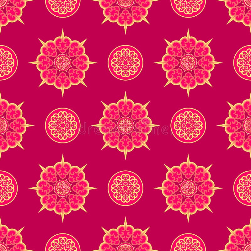 Oriental Asian Pattern with Round Elements Stock Vector - Illustration ...