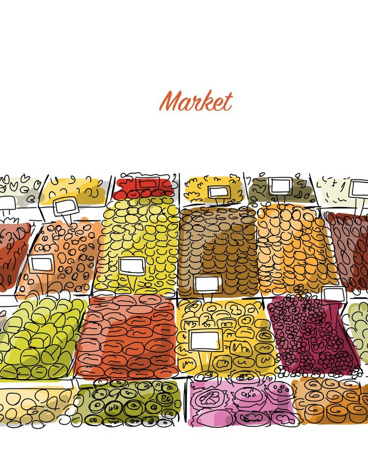 Oriental Bazaar, Sketch for Your Design Stock Vector - Illustration of ...