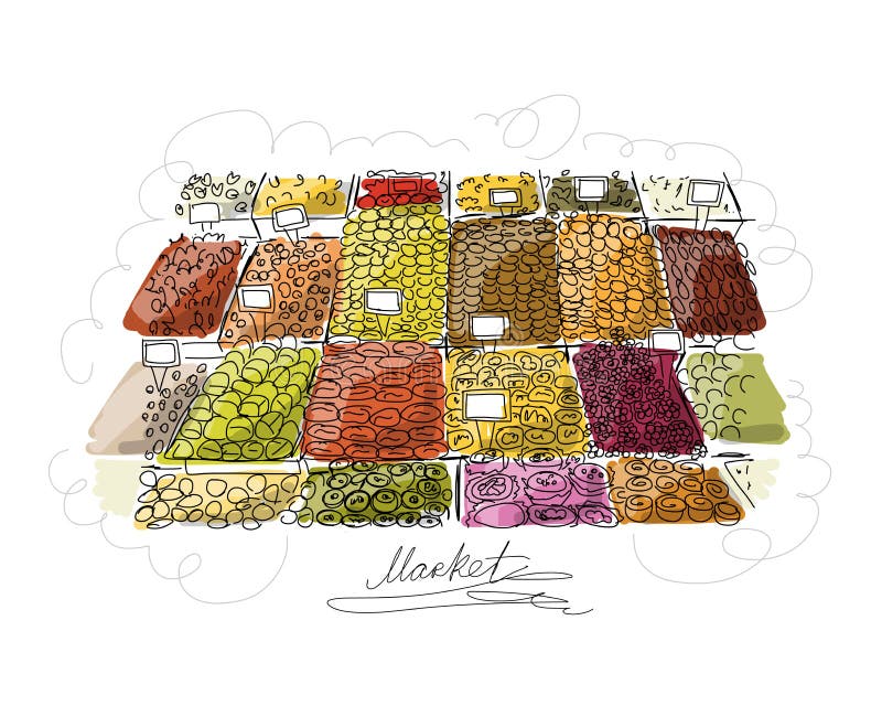 Oriental Bazaar, Sketch for Your Design Stock Vector - Illustration of ...