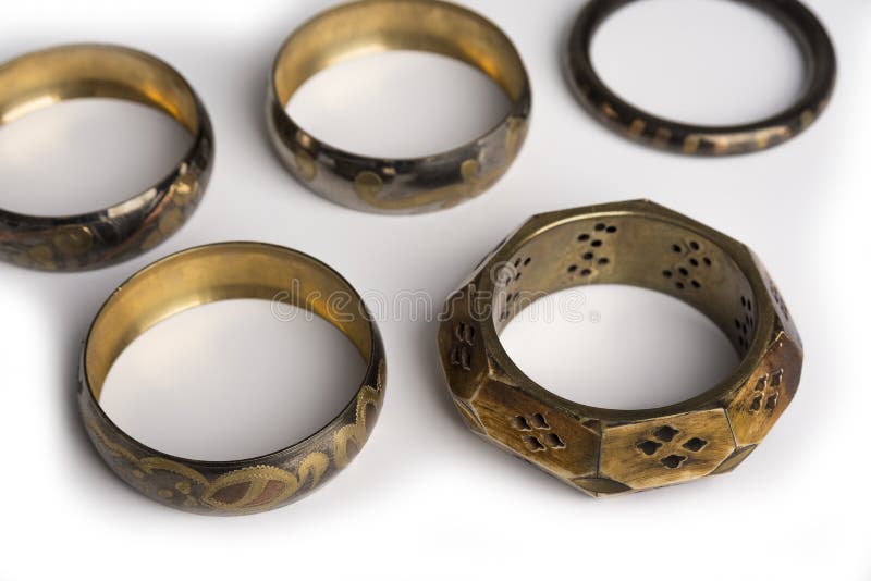 Oriental Bone and Metal Bracelet on a White Stock Photo - Image of ...