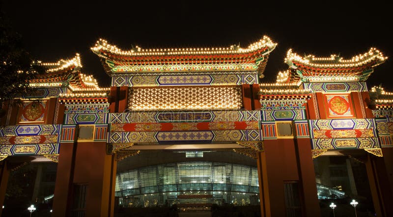 Oriental building at night stock photo. Image of golden - 5774954