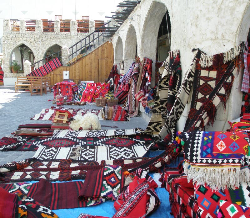 Oriental Carpets Sale in Doha Stock Photo - Image of desert, persian ...