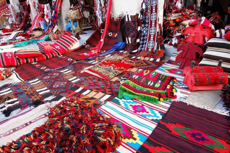 Oriental Carpets in Wakif Souk in Doha Qatar Stock Photo - Image of ...