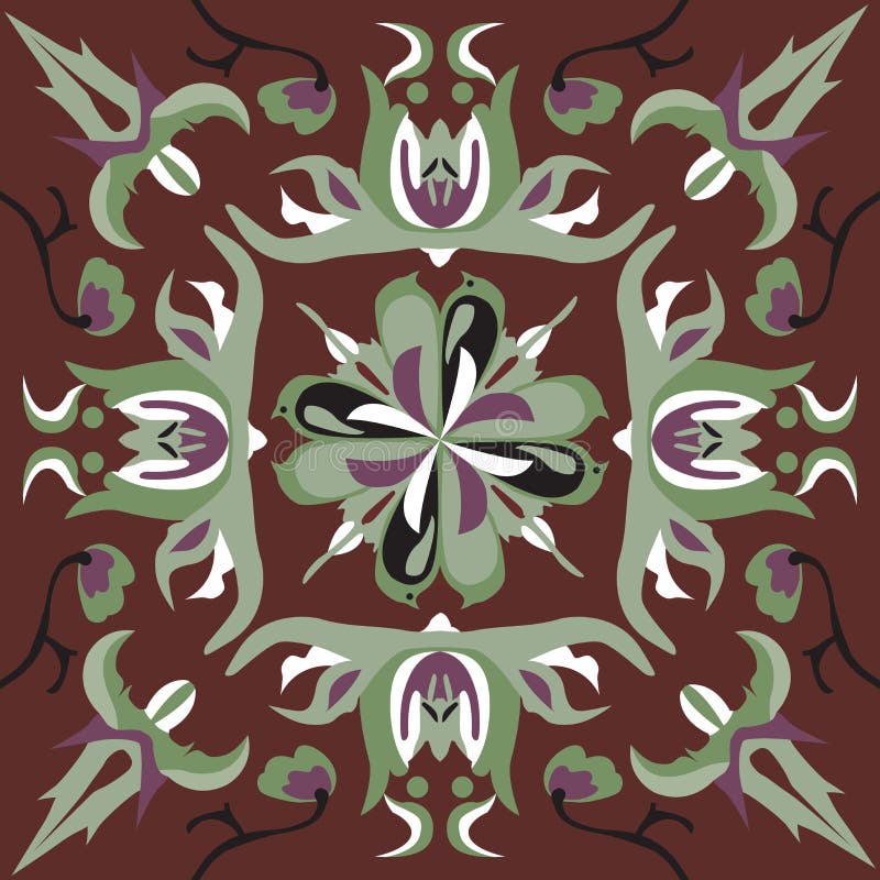 Oriental Chinese Traditional Flower Square Pattern Stock Vector ...