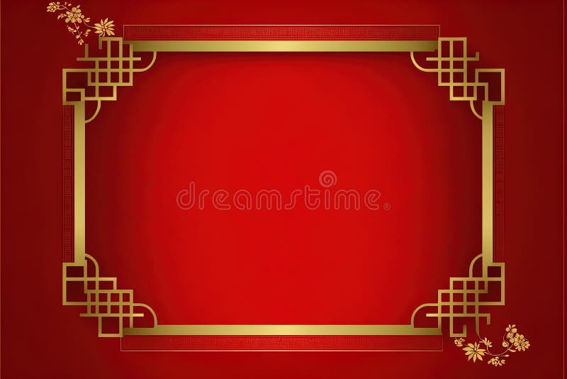 Oriental Eastern Golden Frame on Red Background Stock Illustration ...
