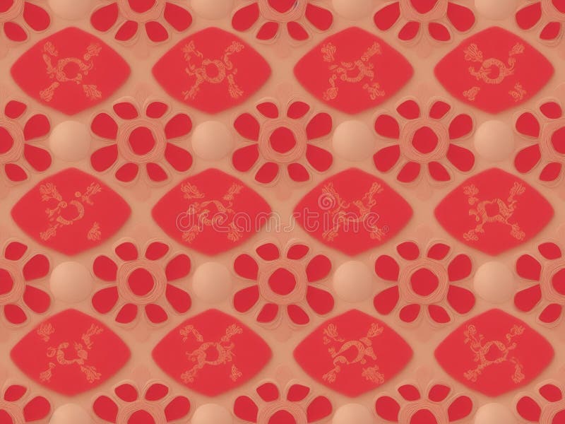 Oriental Geometric Traditional Style. Red and Golden Abstract Stock ...
