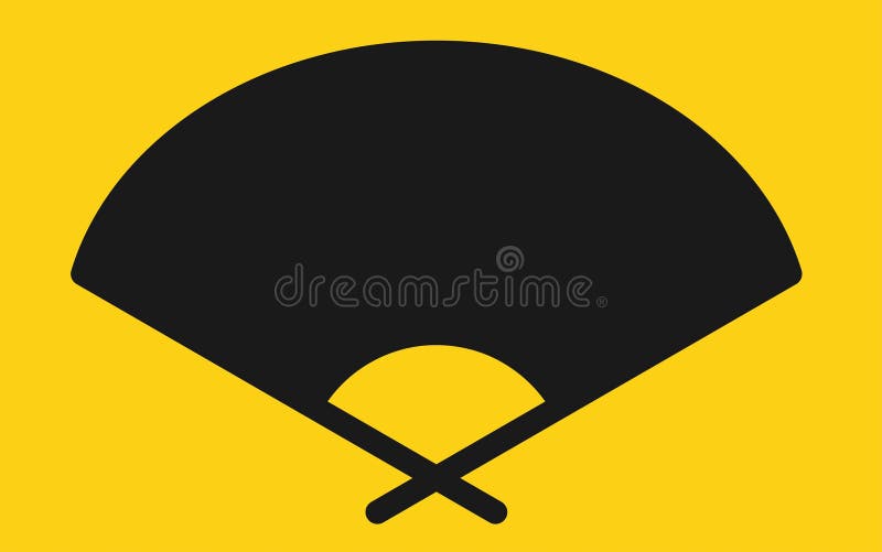 An Oriental Hand Fan Bold Black Silhouette Set Against a Yellow ...