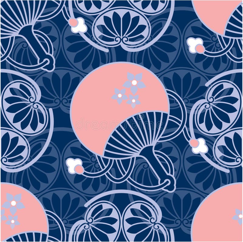 Colorful Japanese Fan Seamless Pattern Stock Vector - Illustration of ...