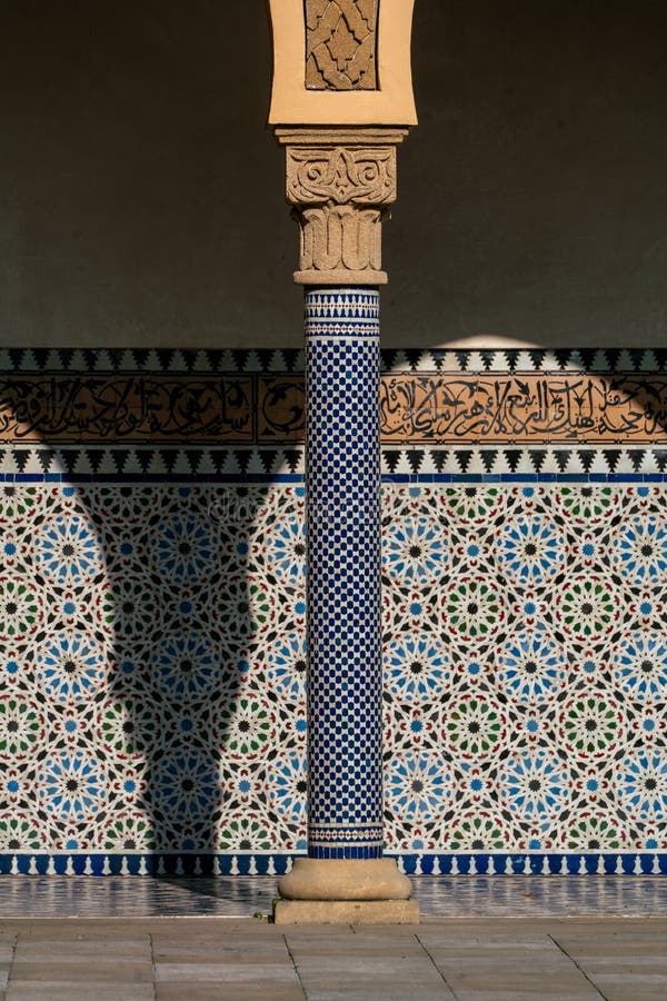 Oriental Looking Columns with Blue Mosaic Pattern Stock Image - Image ...