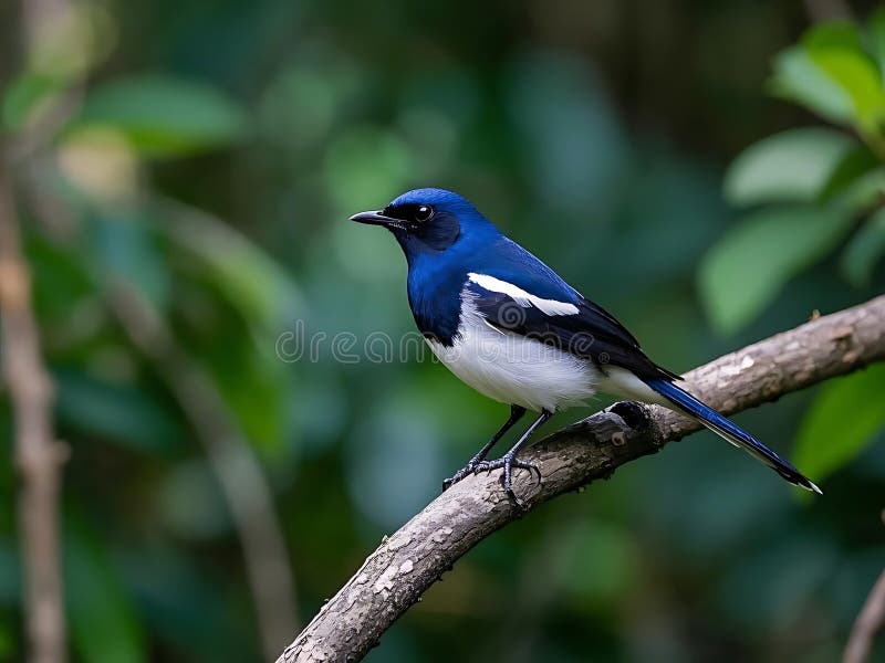 Oriental Magpie Robin Mid-Flight between Branches Stock Illustration ...