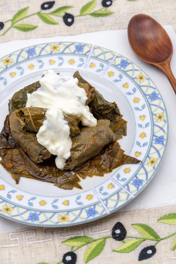 Oriental Mediterranean Arabic Dish Stuffed Wine Leafs with Vegetable or ...