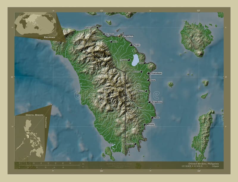 Oriental Mindoro, Philippines. Wiki. Labelled Points of Cities Stock ...