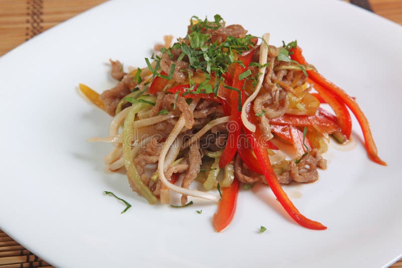 Oriental Noodles Wok on Plate Stock Image - Image of fresh, healthy ...