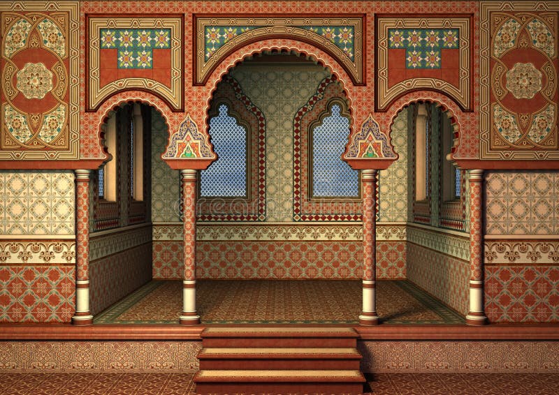 Arabian palace interior stock illustration. Illustration of building ...