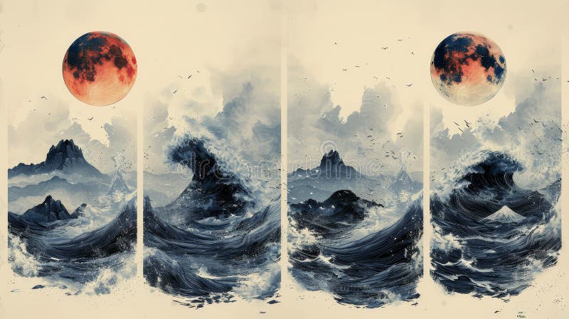 An Oriental Pattern Modern Set of Hand Drawn Waves is Perfect for Logo ...