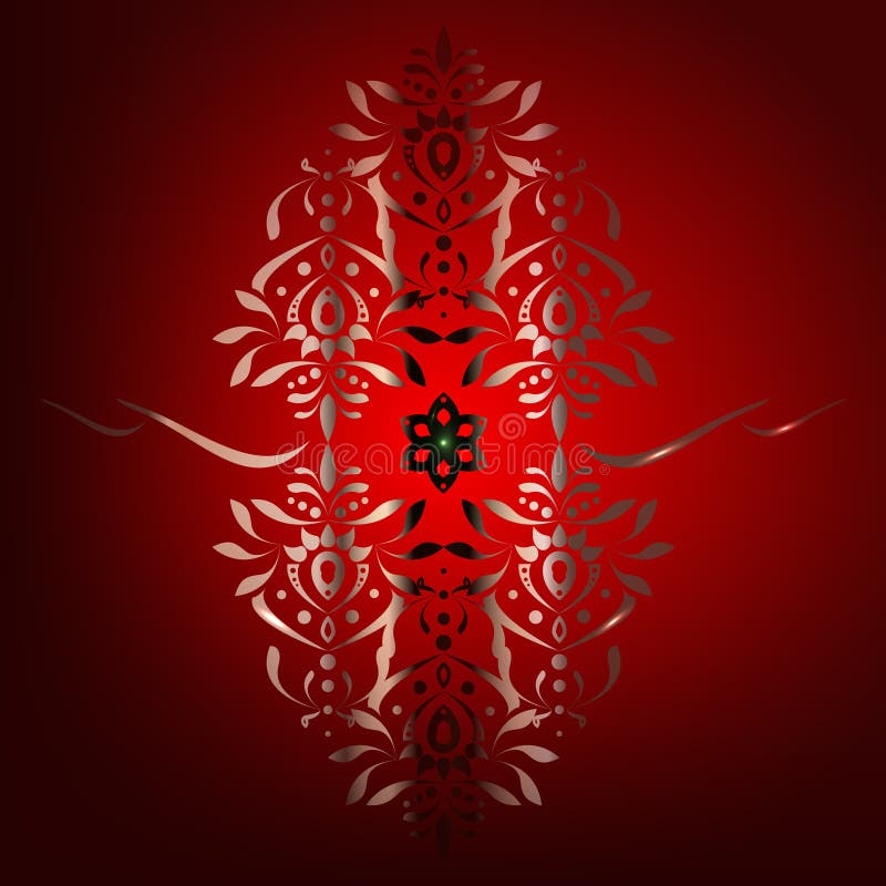 Oriental Pattern Ornament, Silver and Gold on a Red Background. Vector ...