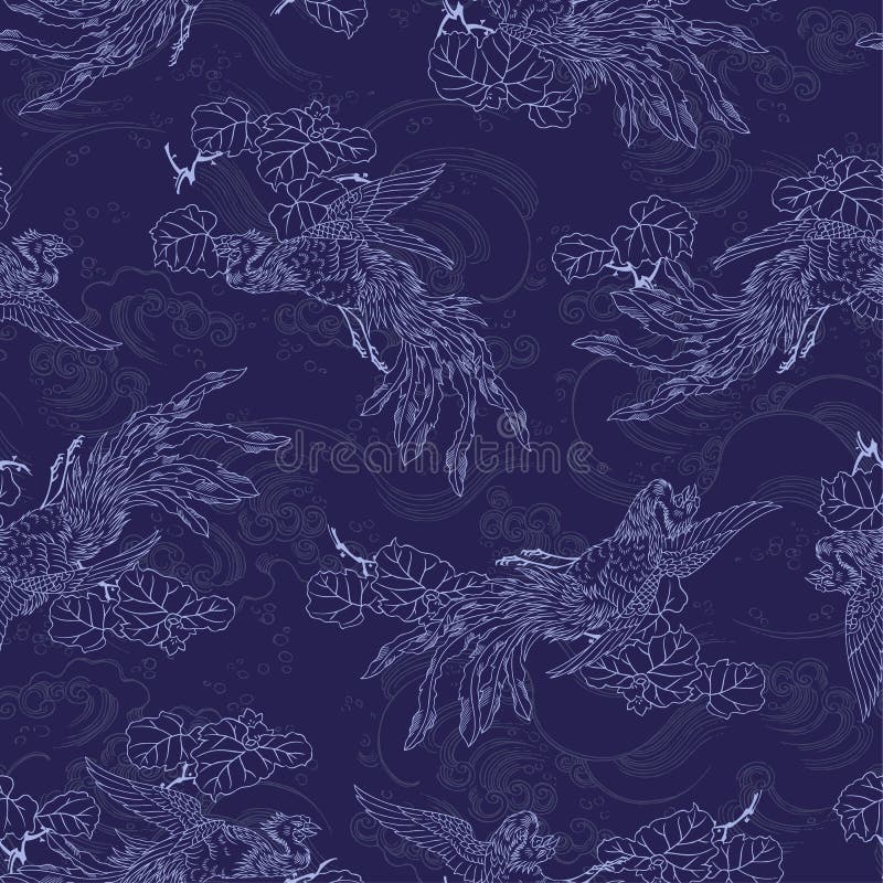 Oriental phoenix pattern stock illustration. Illustration of ...
