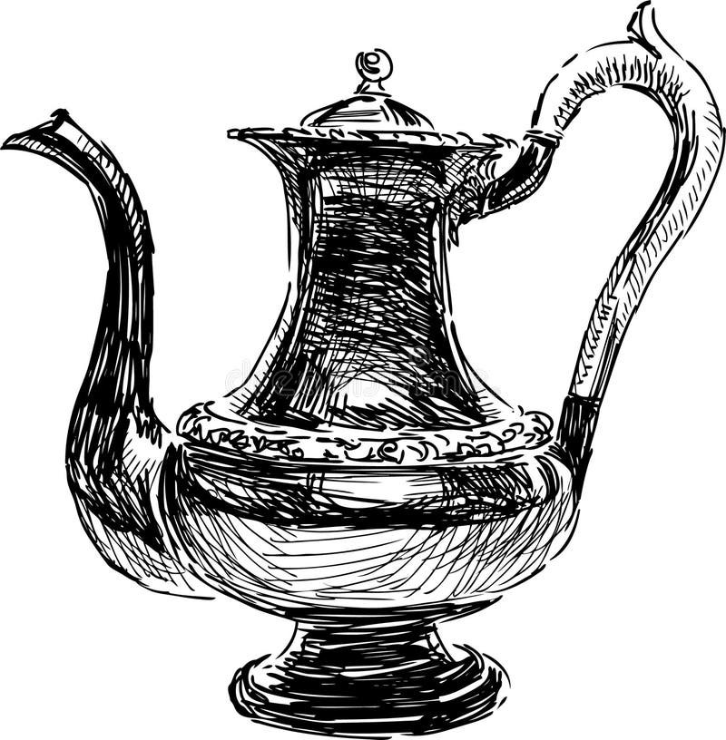 Old Style Hand Drawn Arabic Coffee Pot - Vector Stock Vector ...