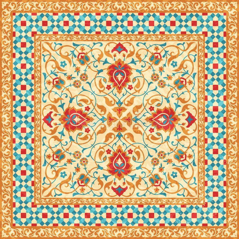 Oriental Rug Vector Pattern Stock Vector - Illustration of motif ...